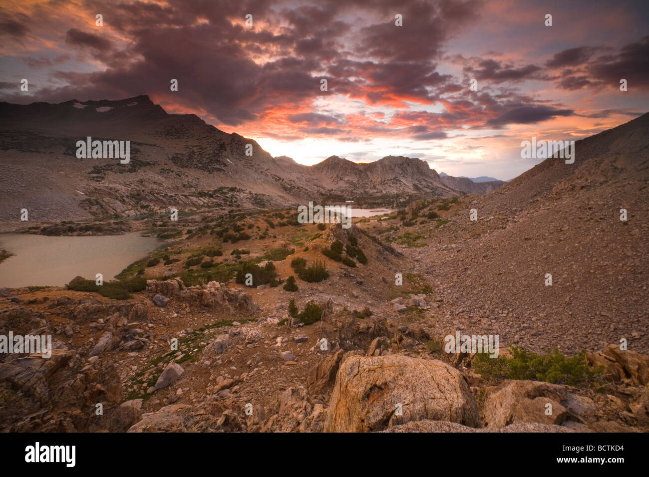 Sunrise and a Mountain Stream on Bishop Pass - Sierra Nevada, CA Stock ...