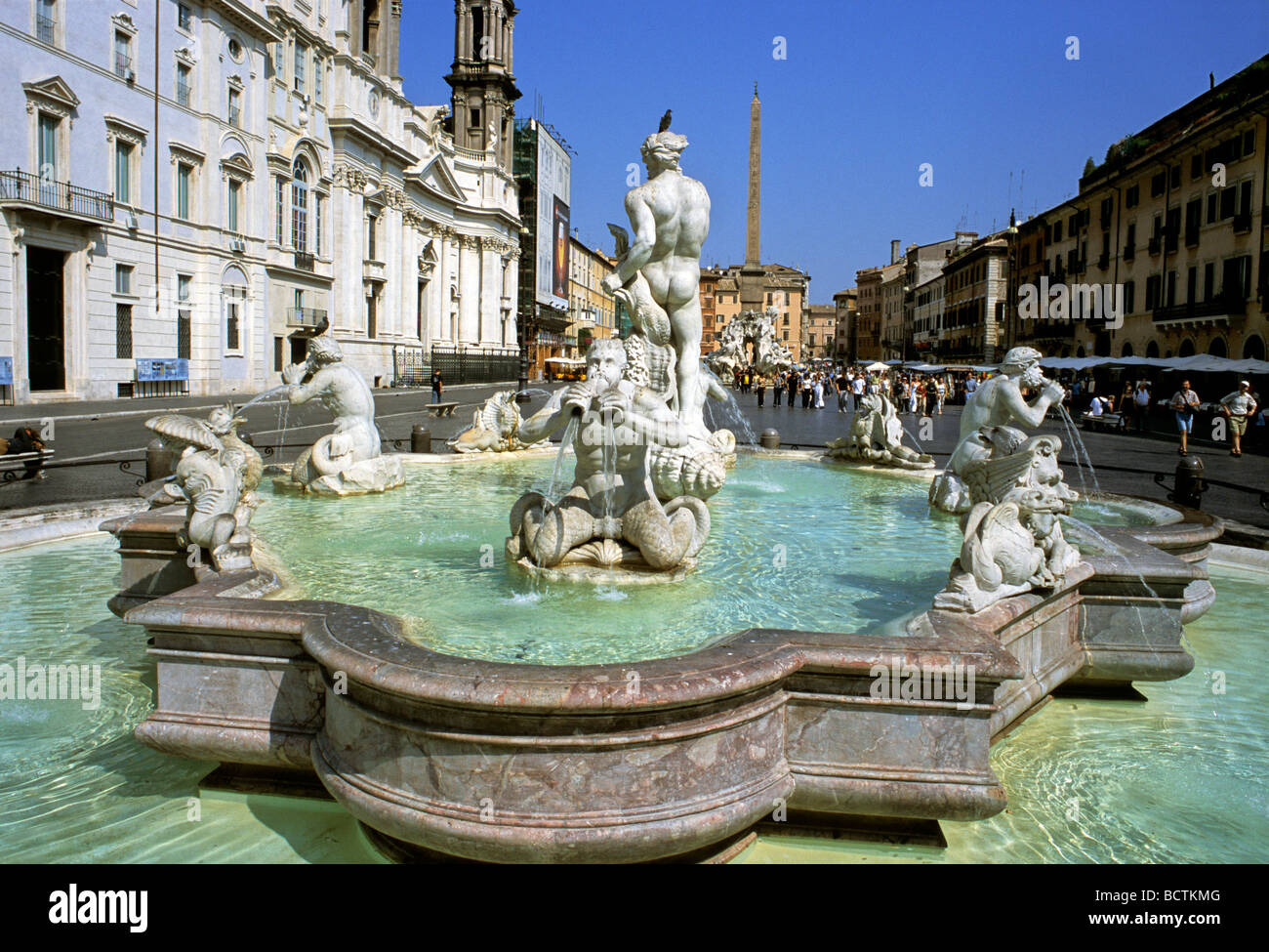 Fontana del Moro Fountain, Piazza Navona, Rome, Lazio, Italy, Europe ...