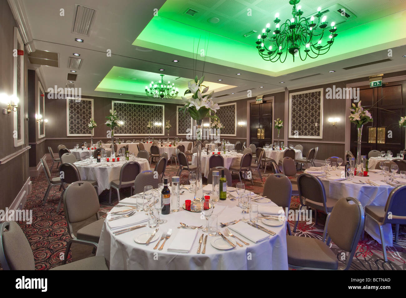 hotel function room set for a wedding reception Stock Photo - Alamy