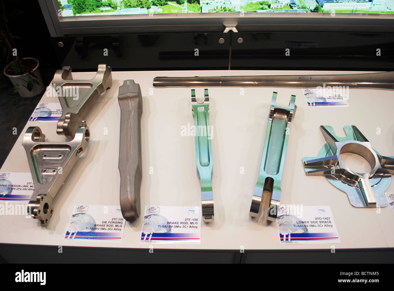 Aviation Quality alloy machined parts on display Stock Photo - Alamy