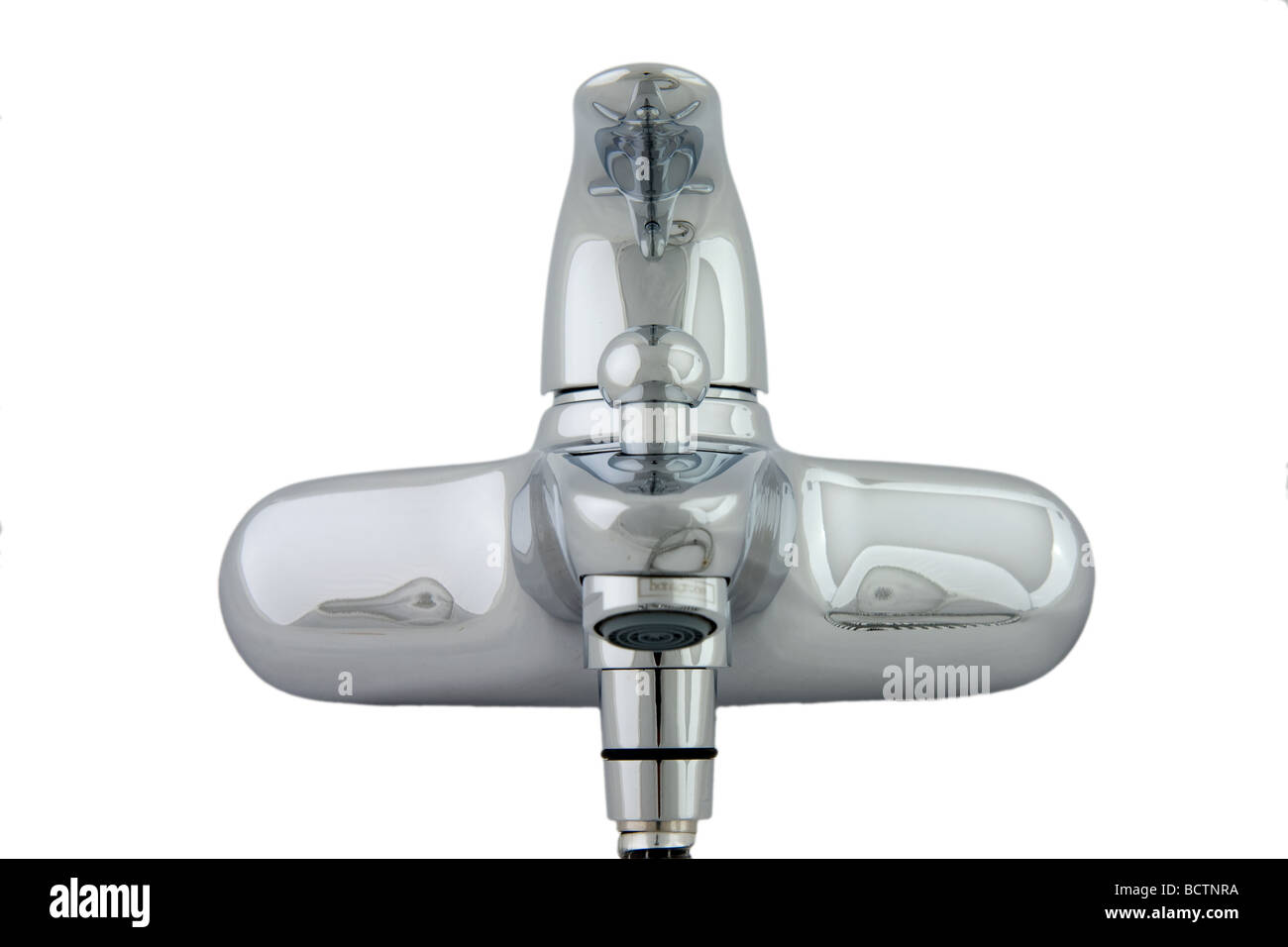 chrome faucet on white background Stock Photo - Alamy