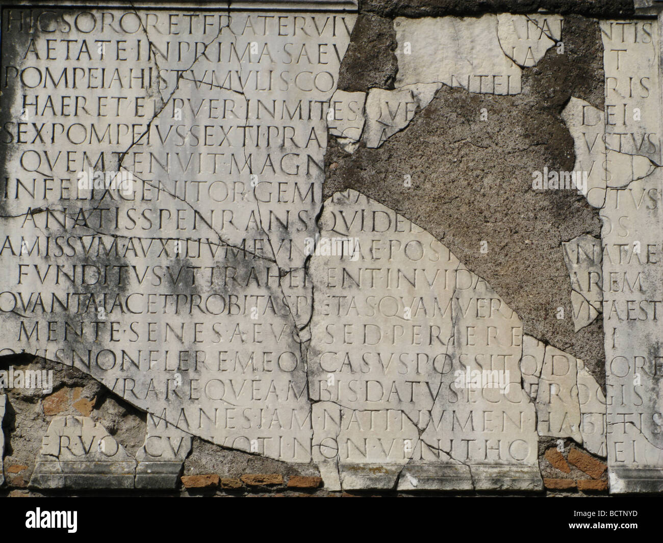 latin inscription on roman tomb on the old appian way in rome italy ...