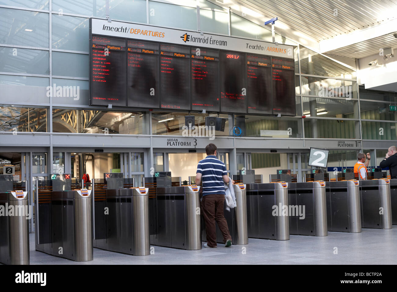 automated ticket entry machines and information board at connolly train ...