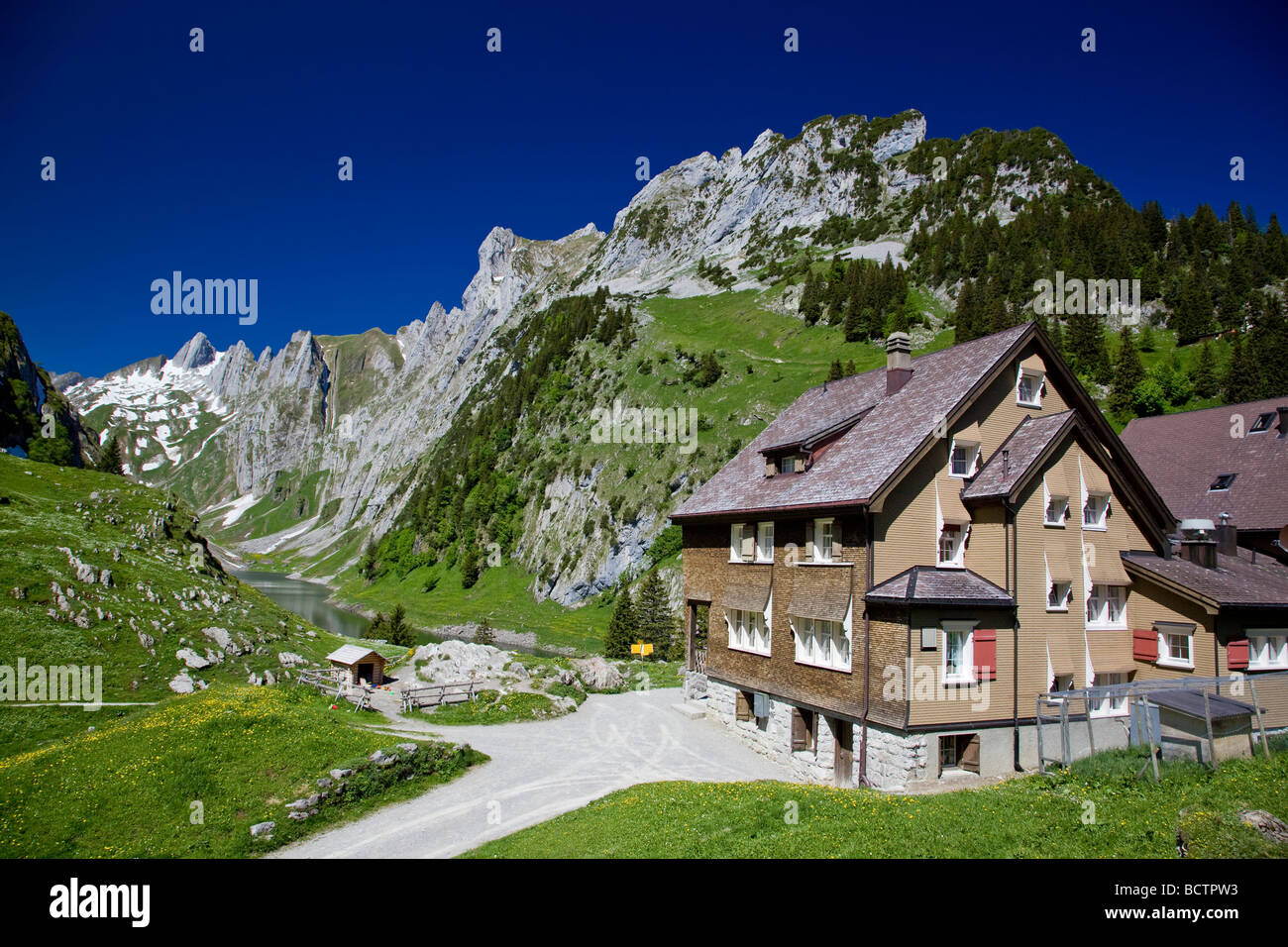 Bollenwees mountain restaurant overlooking the Fälensee, Appenzell ...