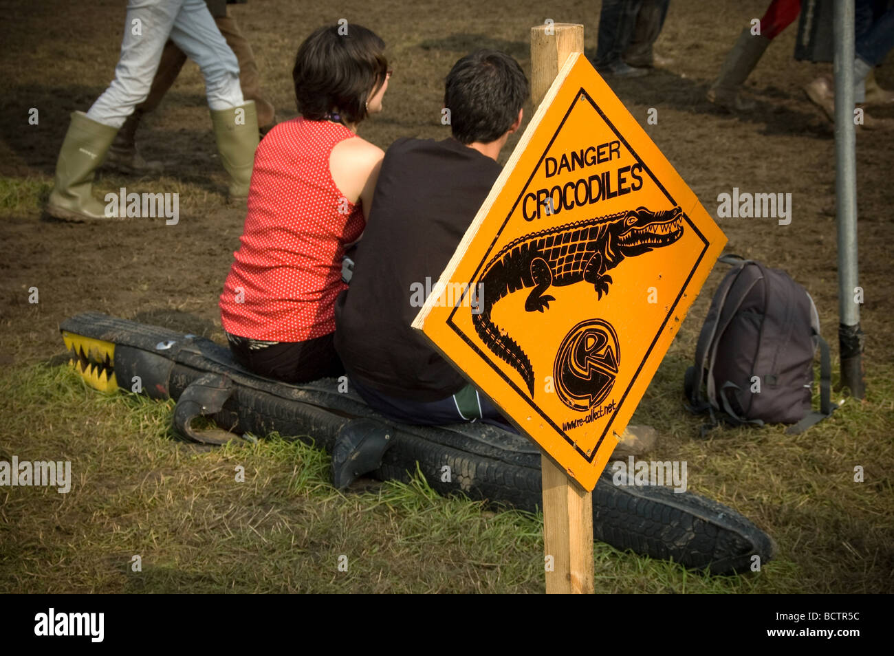 danger crocodiles, croc made from recycled tyres Stock Photo - Alamy
