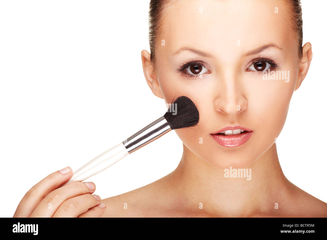 Portrait of Beautiful brunette woman doing daily morning routines Stock ...