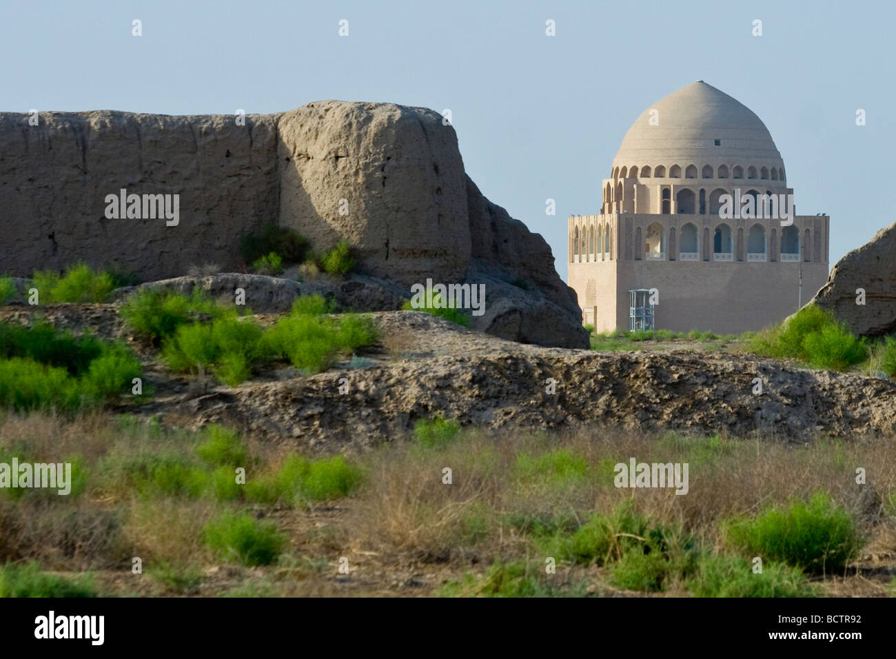 City Walls and Mausoleum of Sultan Ahmad Sanjar in the Ruins of Merv in ...