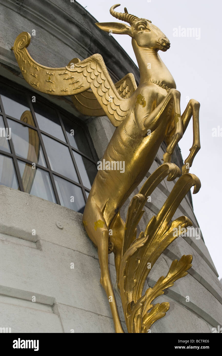 The gold springbok outside South African Embassy, London Stock Photo ...