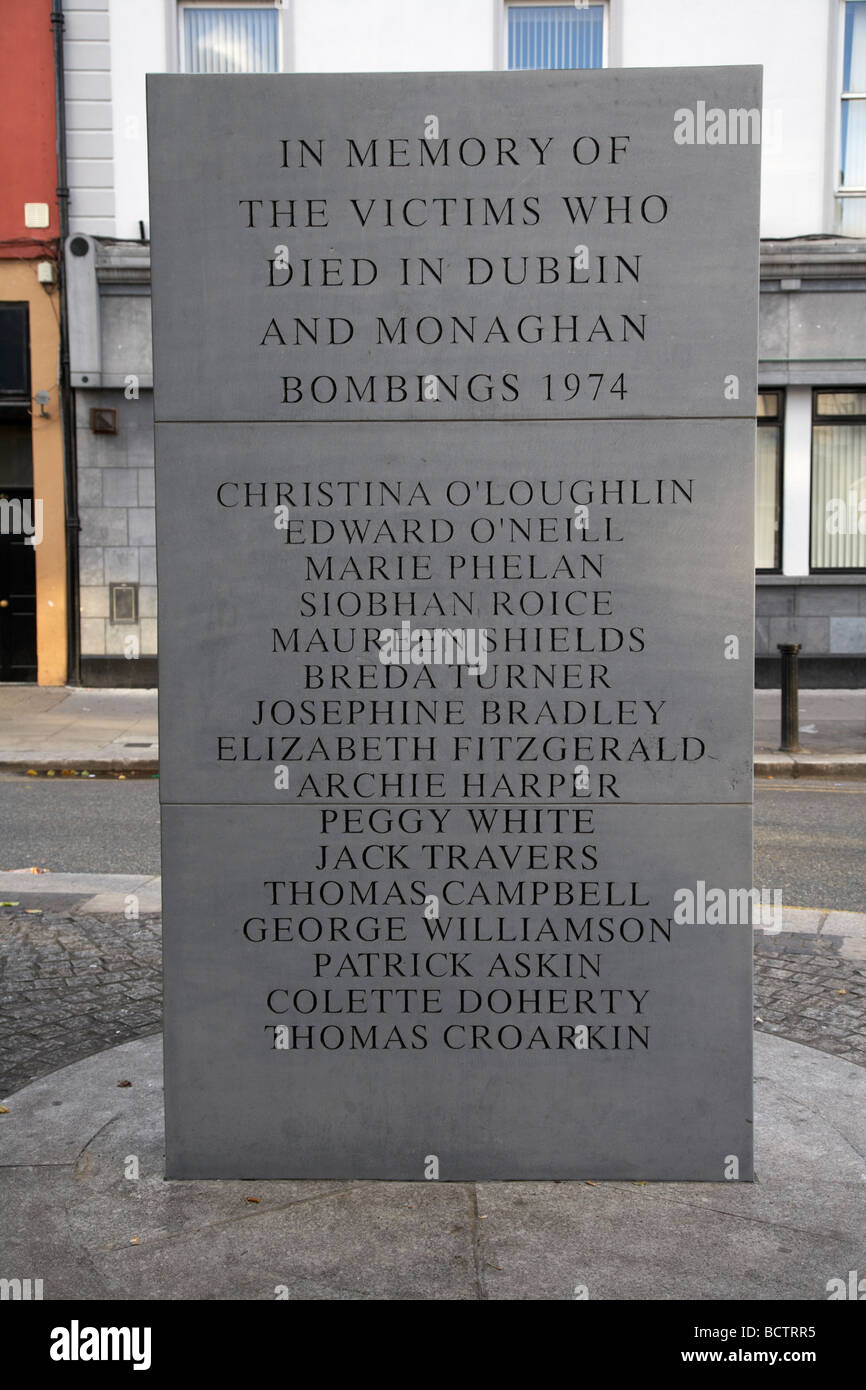 memorial to the victims of the dublin and monaghan bombings in 1974 ...