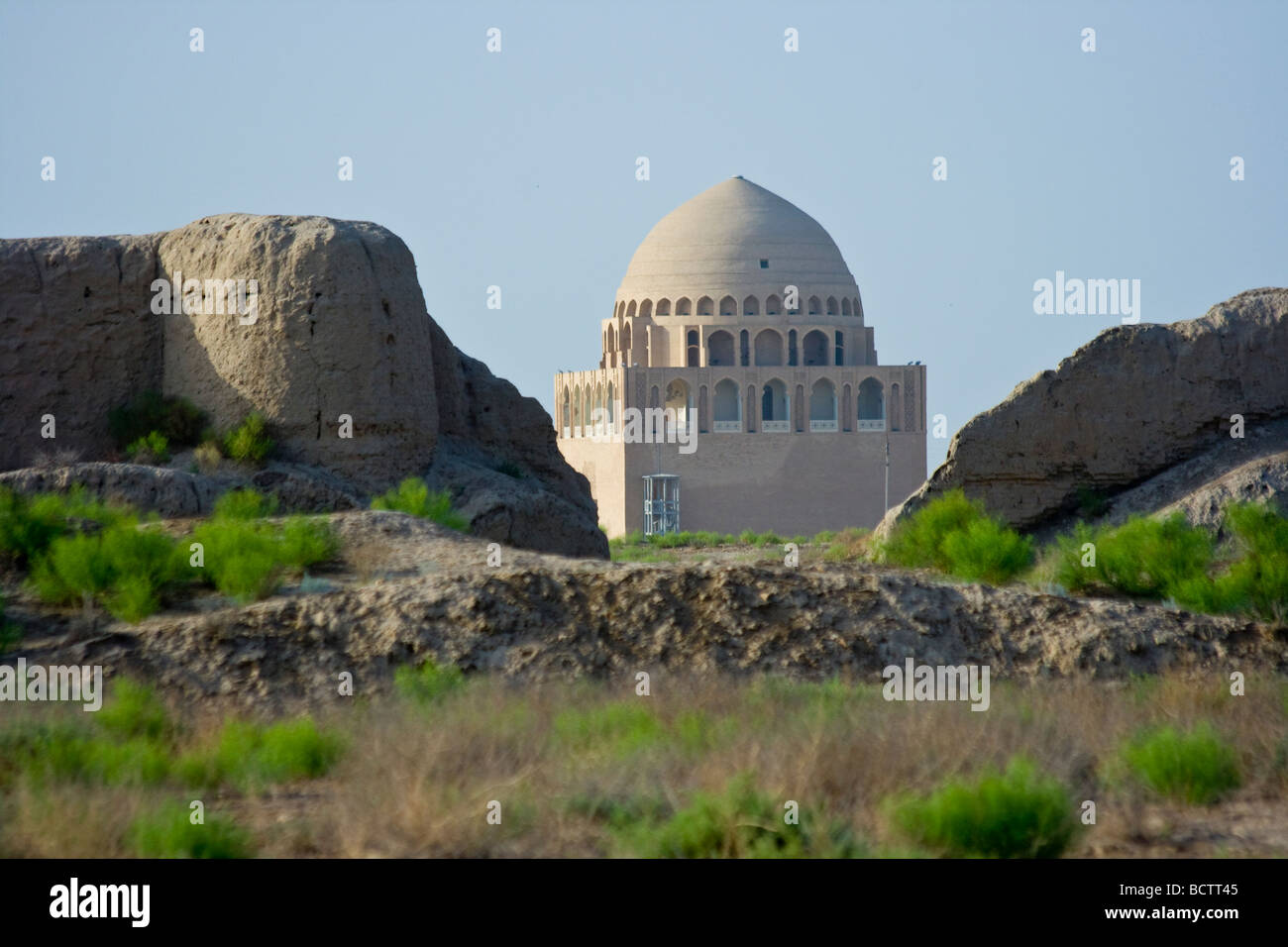 City Walls and Mausoleum of Sultan Ahmad Sanjar in the Ruins of Merv in ...