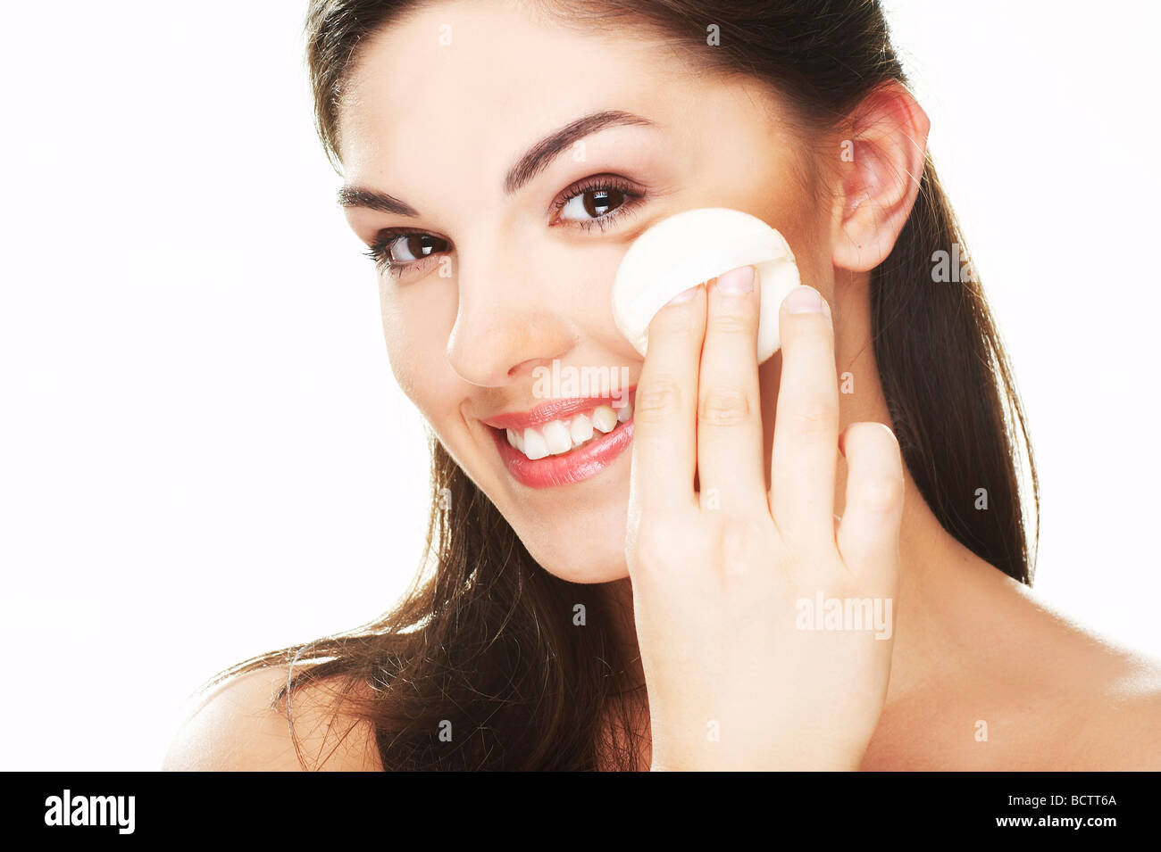 Portrait of Beautiful brunette woman doing daily morning routines Stock ...
