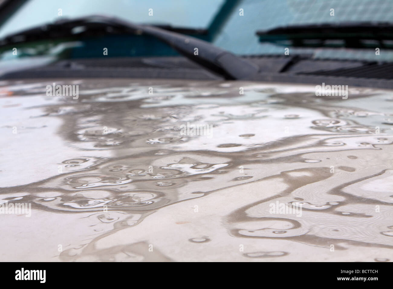 Hail damage to the hood of one of the trucks participating in Project ...