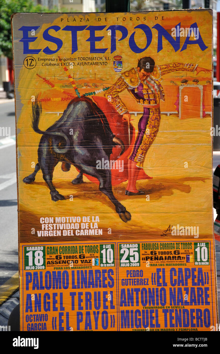 Bullfighting poster, Estepona, Costa del Sol, Malaga Province ...