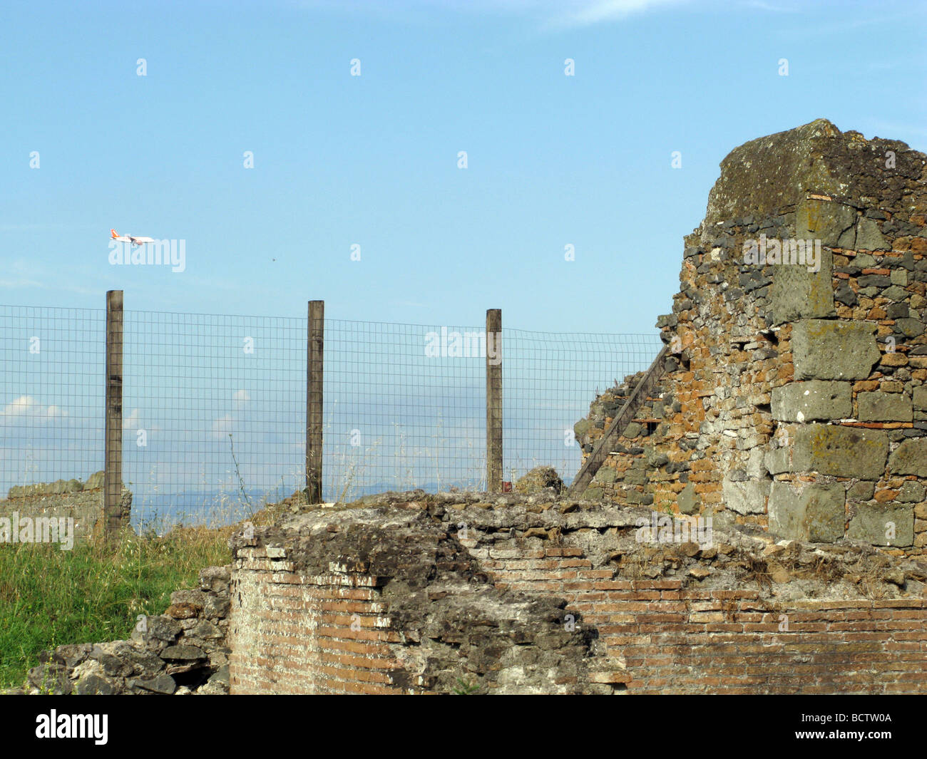 detail of tomb memorial type relics on the old appian way in rome italy ...