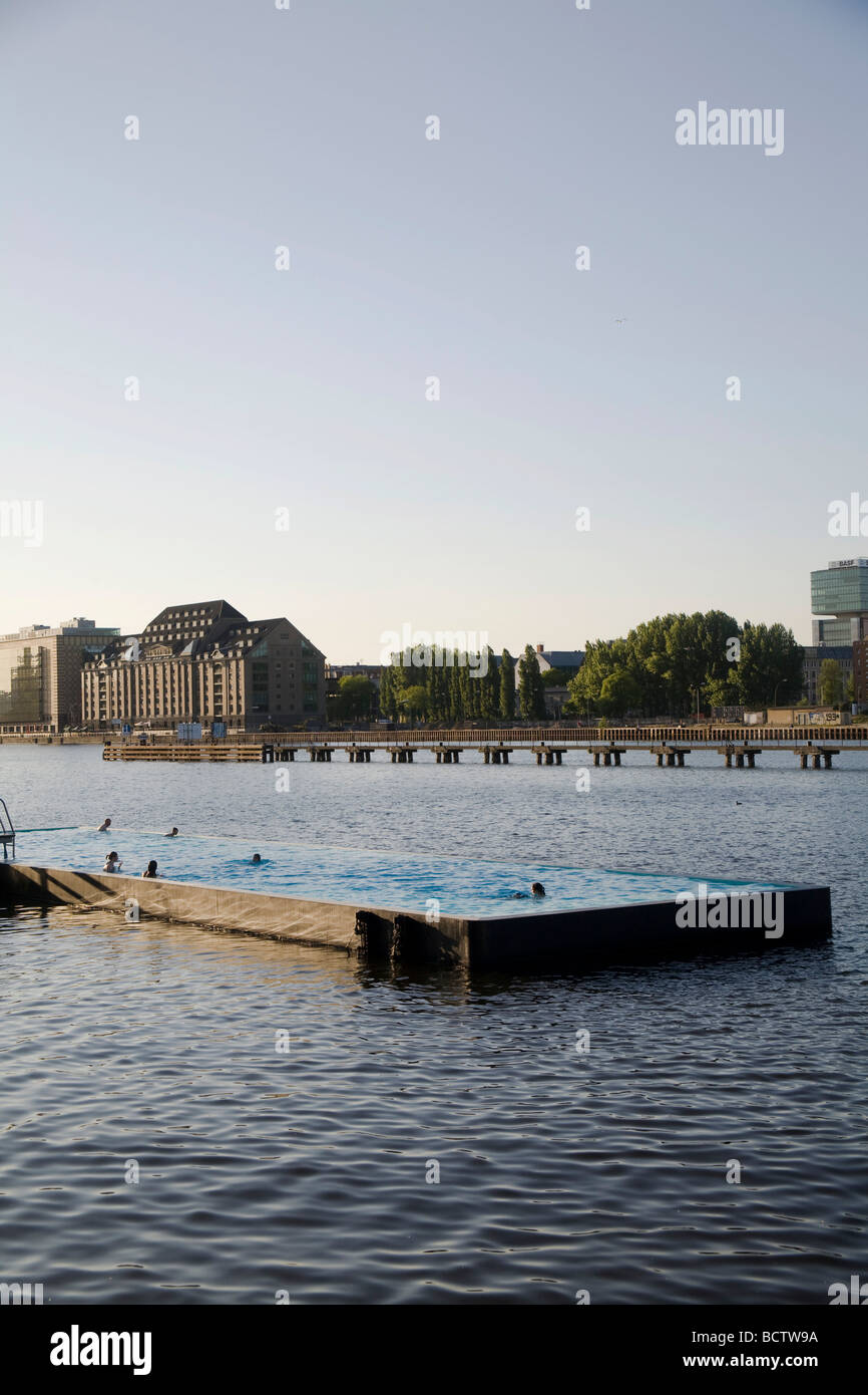 Spree pool, floating swimming pool in the Spree river, Treptow district ...