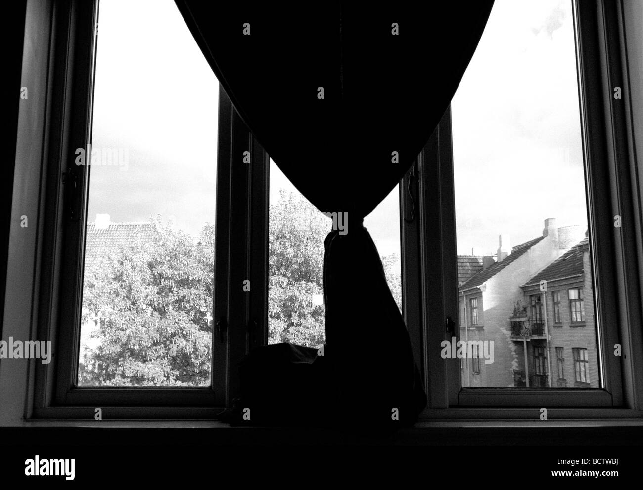 WINDOW WITH CURTAIN Stock Photo - Alamy