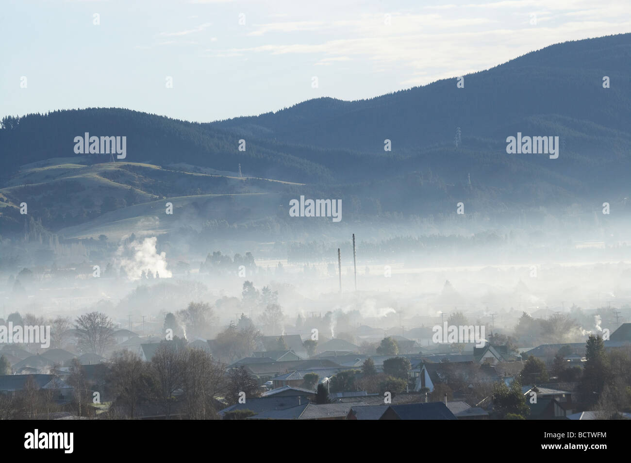 Winter Air Pollution over Mosgiel Dunedin Otago South Island New ...