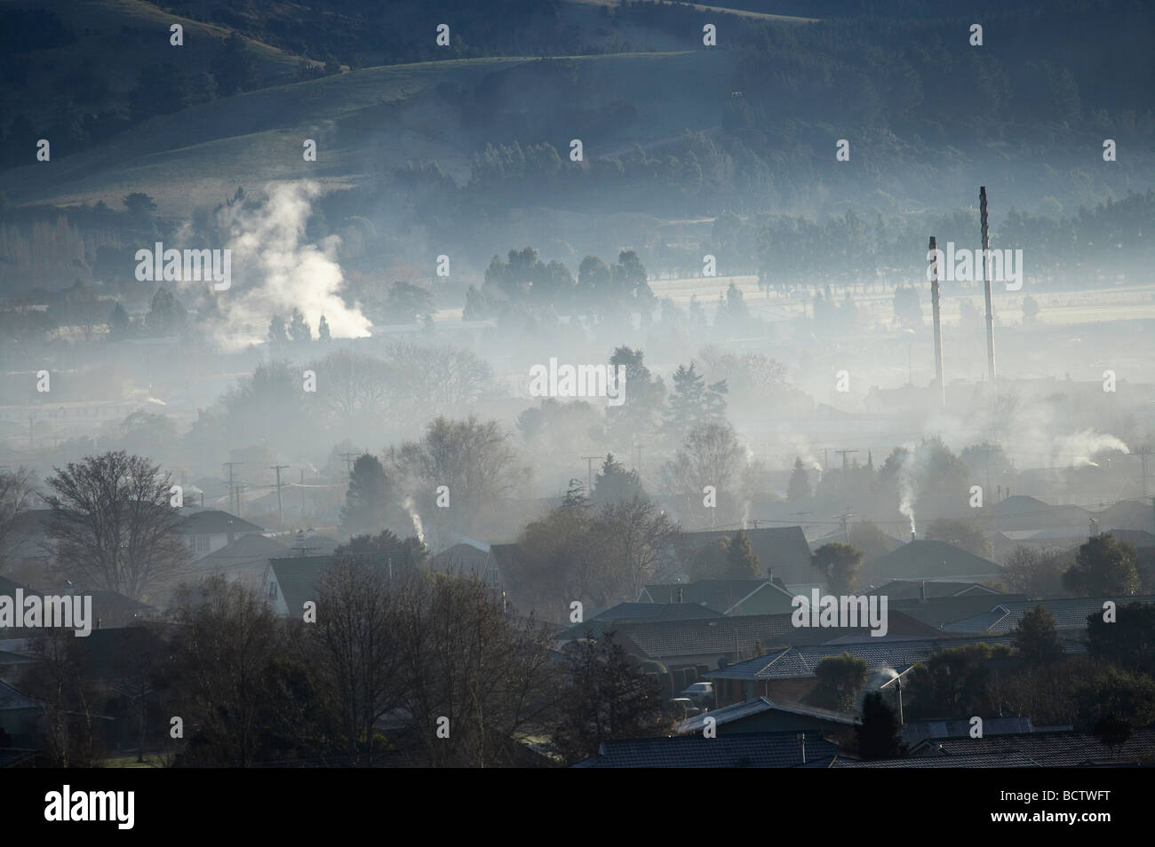 Winter Air Pollution over Mosgiel Dunedin Otago South Island New ...