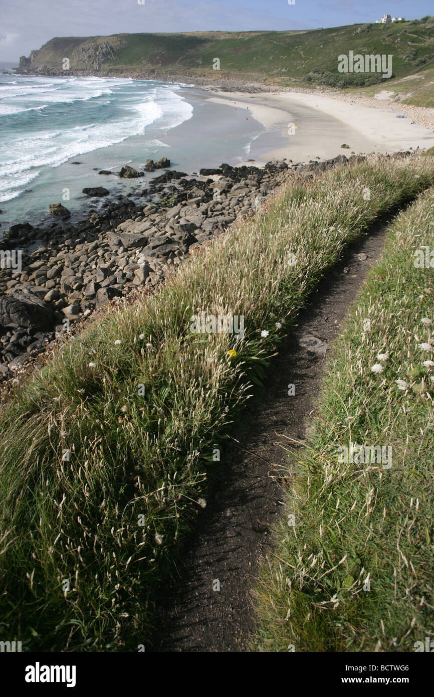 Area of Sennen, England. Coastal Path leading from Sennen Cove with ...