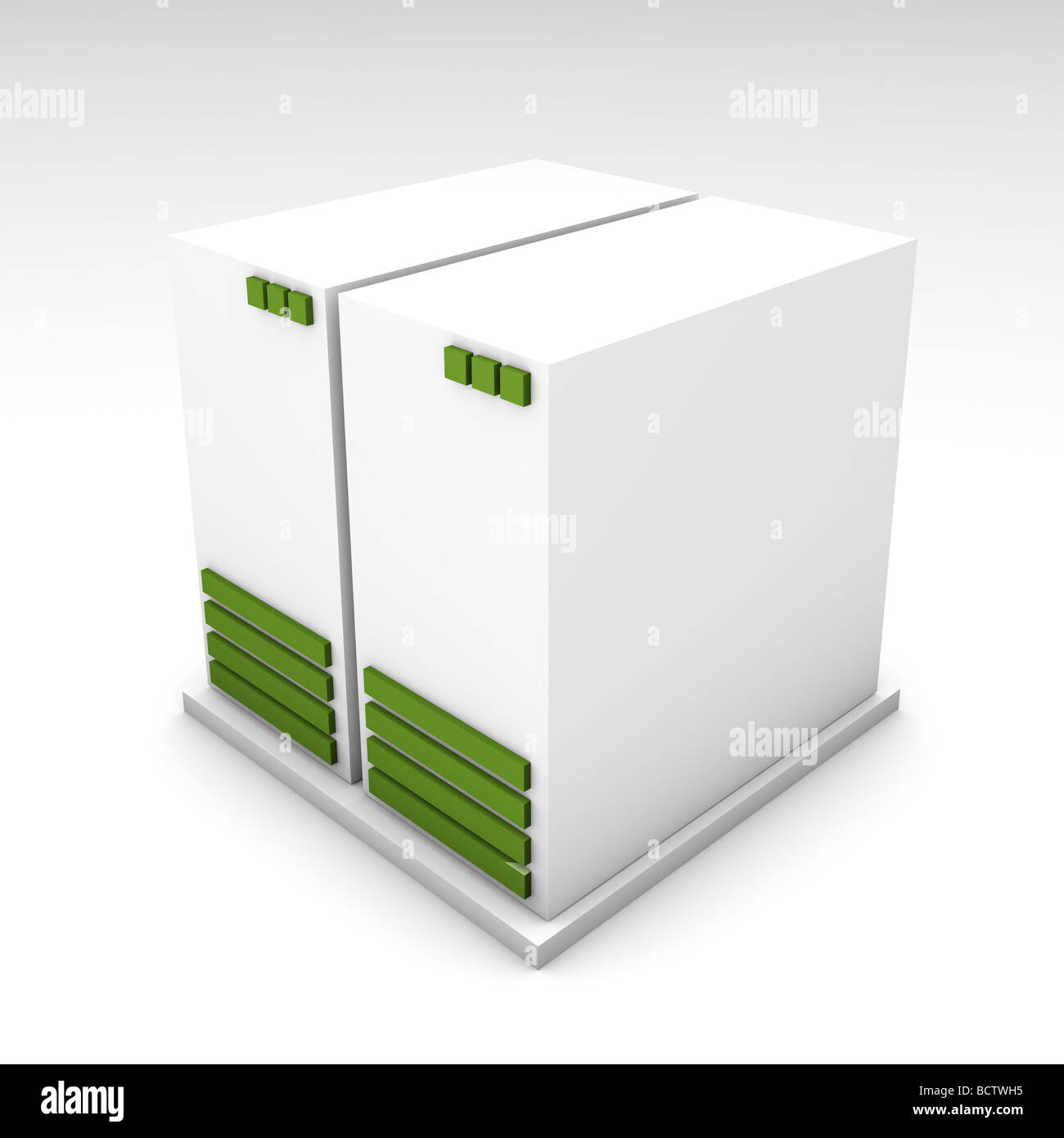 Green 3d computer server over a white background Stock Photo - Alamy