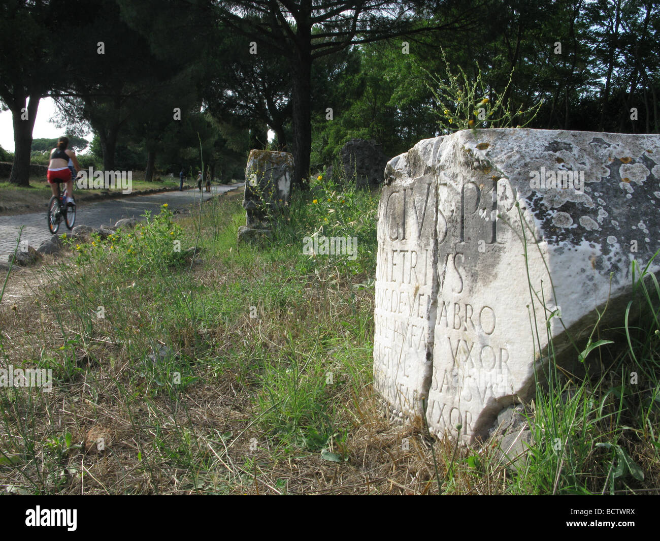 old roman grave stone on the old appian way in rome italy Stock Photo ...