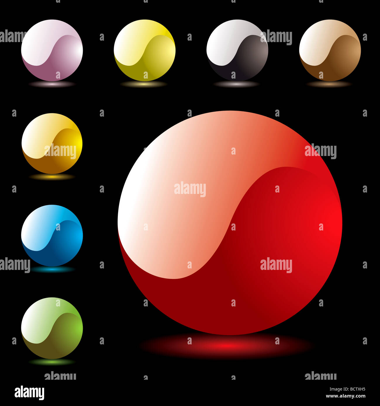 Collection of eight marble icons with drop shadow and gel effect Stock ...