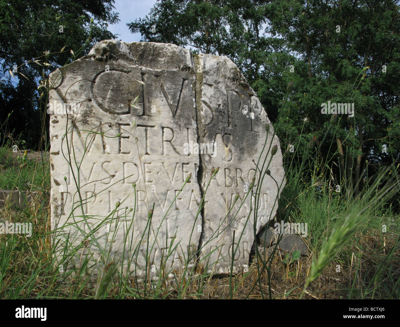 old roman grave stone on the old appian way in rome italy Stock Photo ...