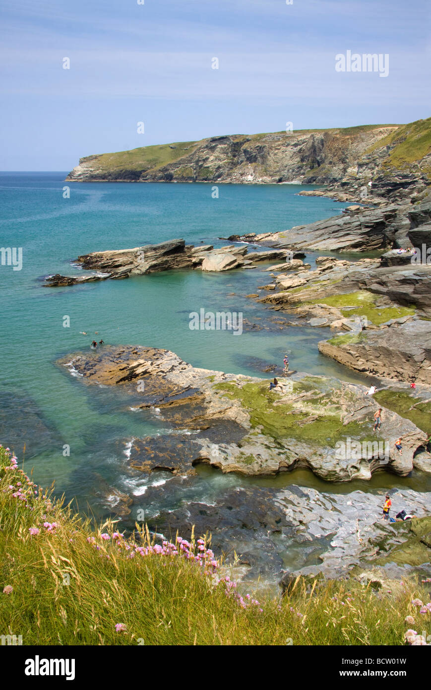 Trebarwith Strand beach north Cornwall England Stock Photo - Alamy