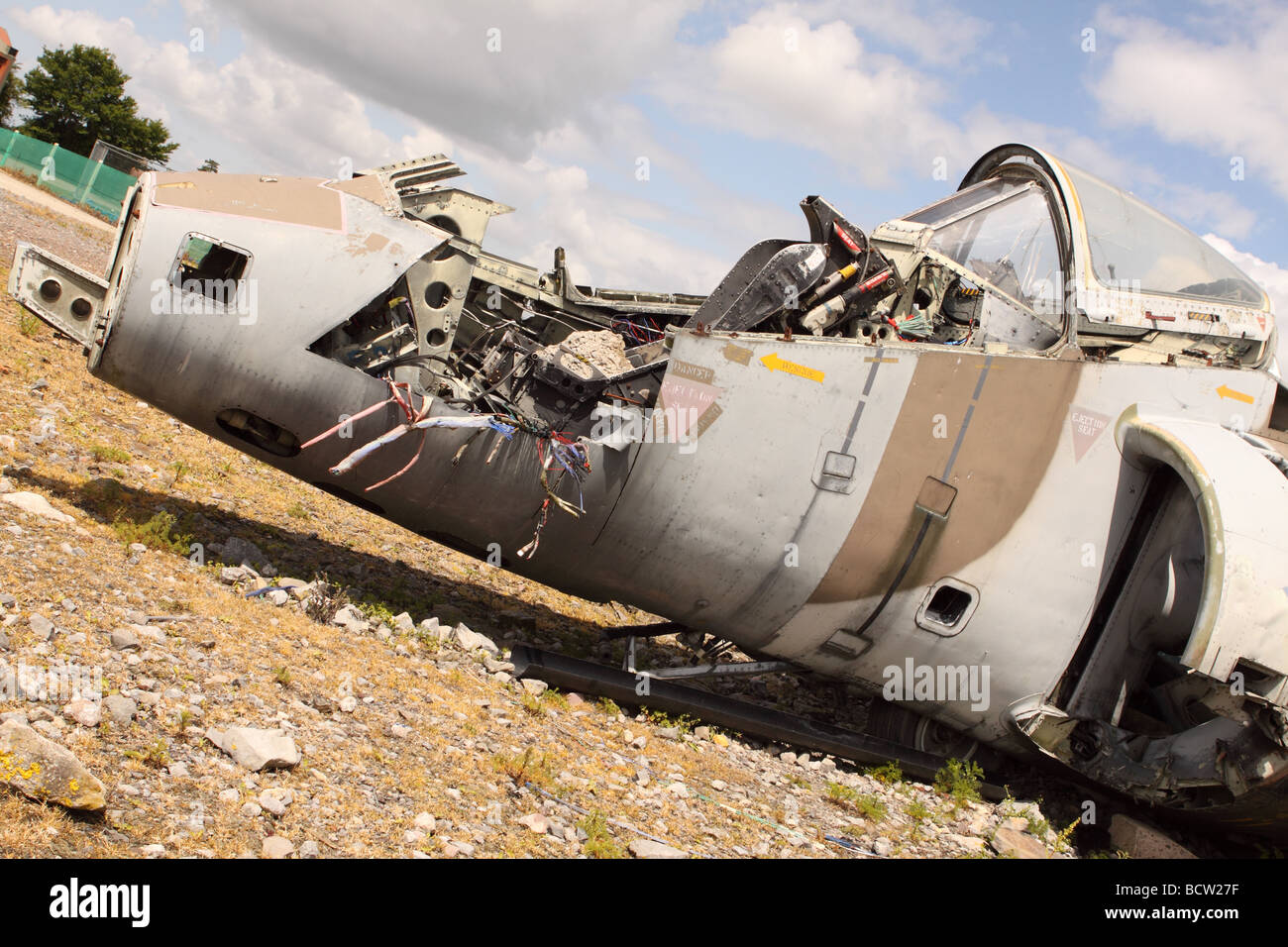 Aircraft plane wreck former RAF Harrier jump jet lying wrecked and ...