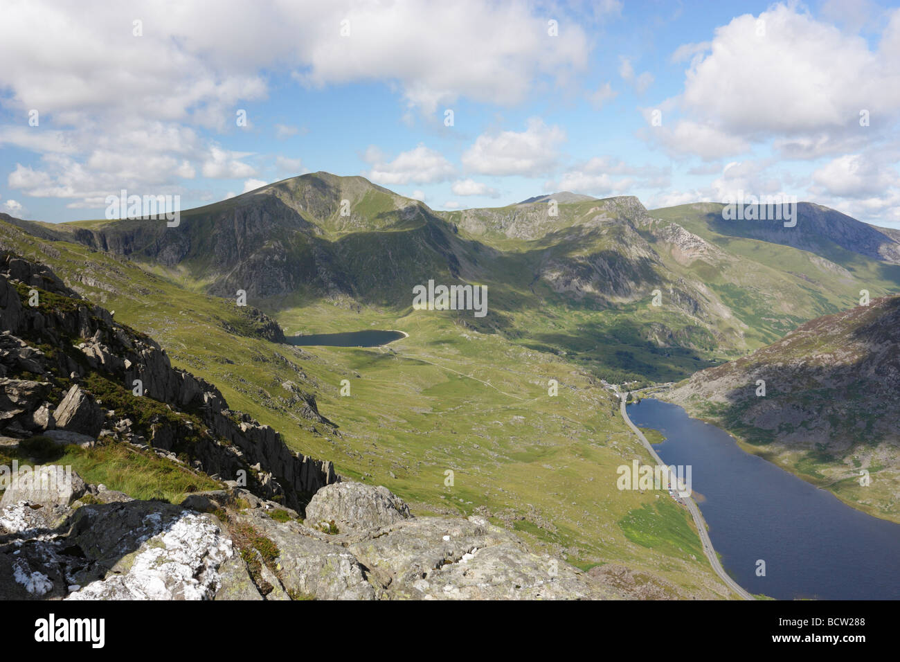 The mountain of Y Garn, viewed across Cwm Idwal from Tryfan. Snowdonia ...