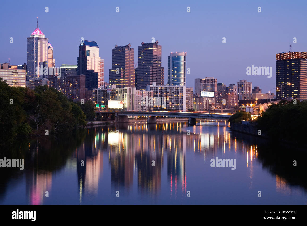 Reflection of buildings in water, Schuylkill River, Philadelphia ...