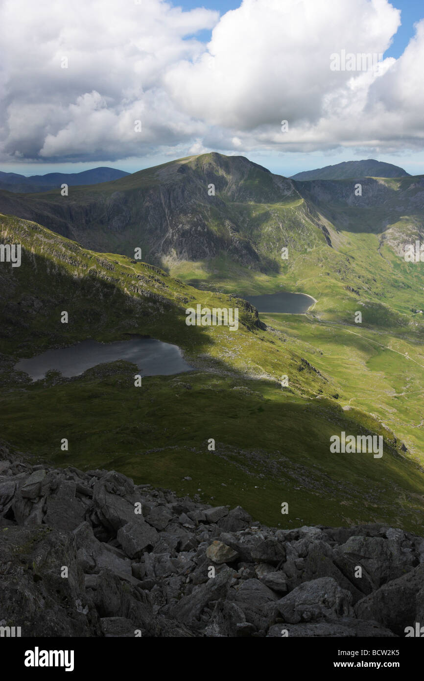 The mountain of Y Garn, viewed across Cwm Idwal from Tryfan. Snowdonia ...