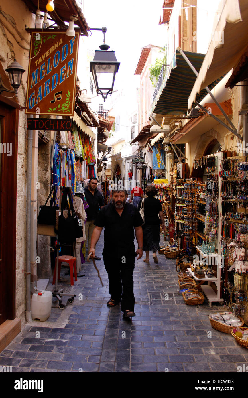 THE BACKSTREETS OF RETHYMNON OLD TOWN ON THE GREEK ISLAND OF CRETE ...