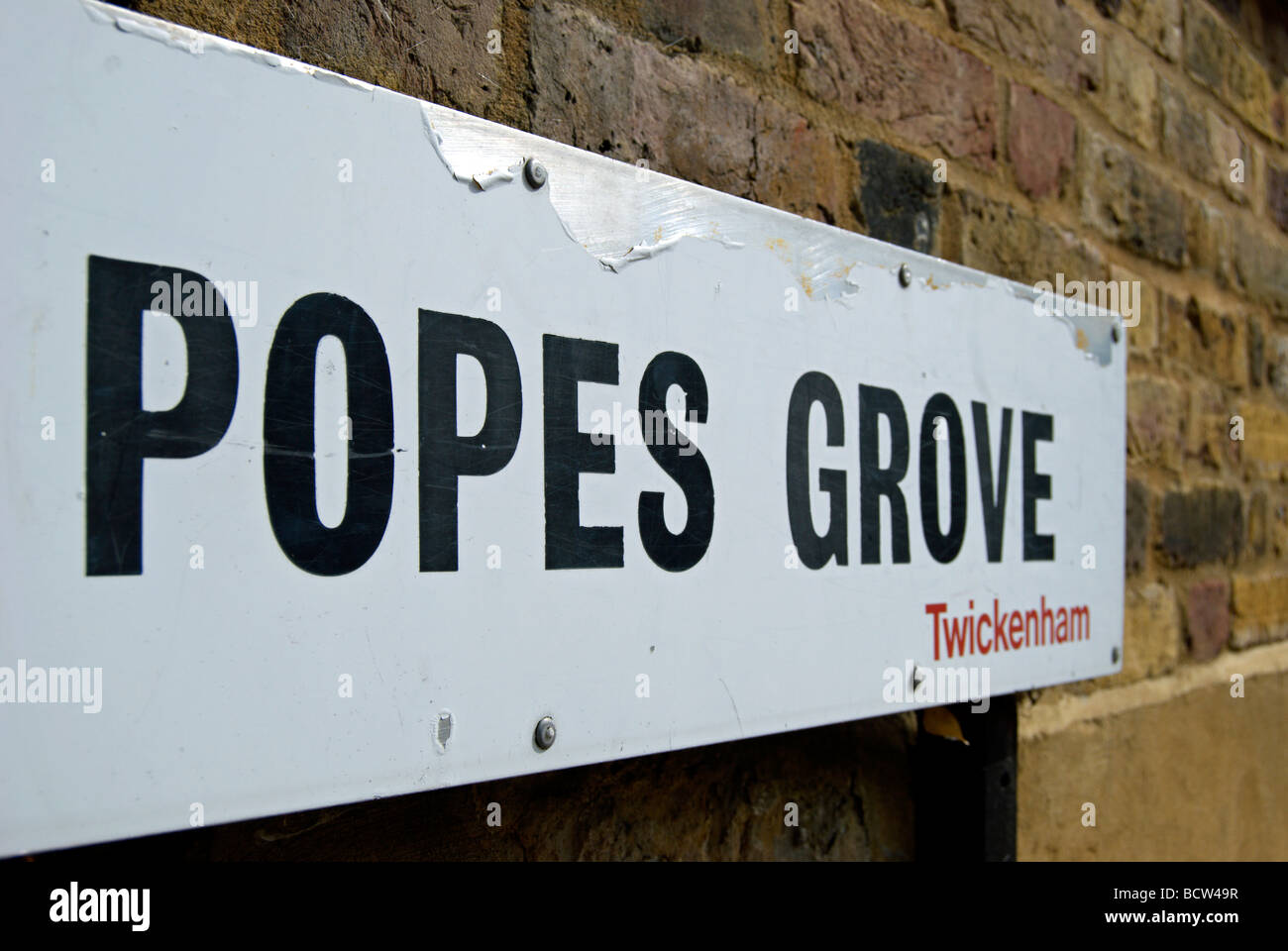 street sign for popes grove, named after the 18th century writer ...
