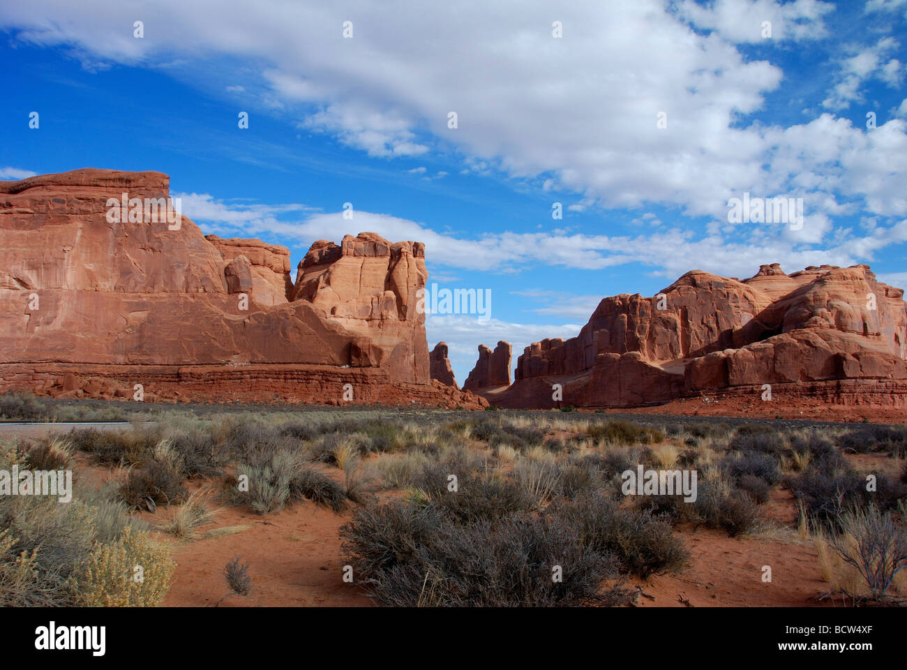 Rock formations on a landscape, Arches National Park, Utah, USA Stock ...