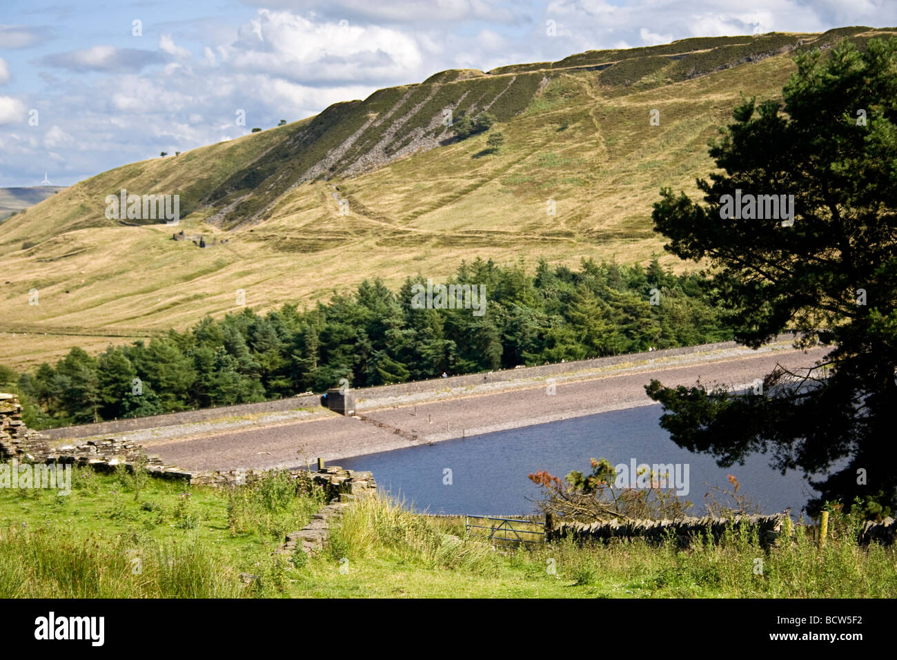 Calf Hey Reservoir and Dam, Haslingden, Rossendale, Lancashire, UK. Old ...
