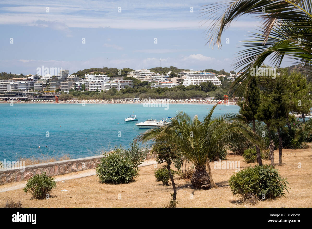Vouliagmeni Beach and resort, Athens Greece Stock Photo - Alamy