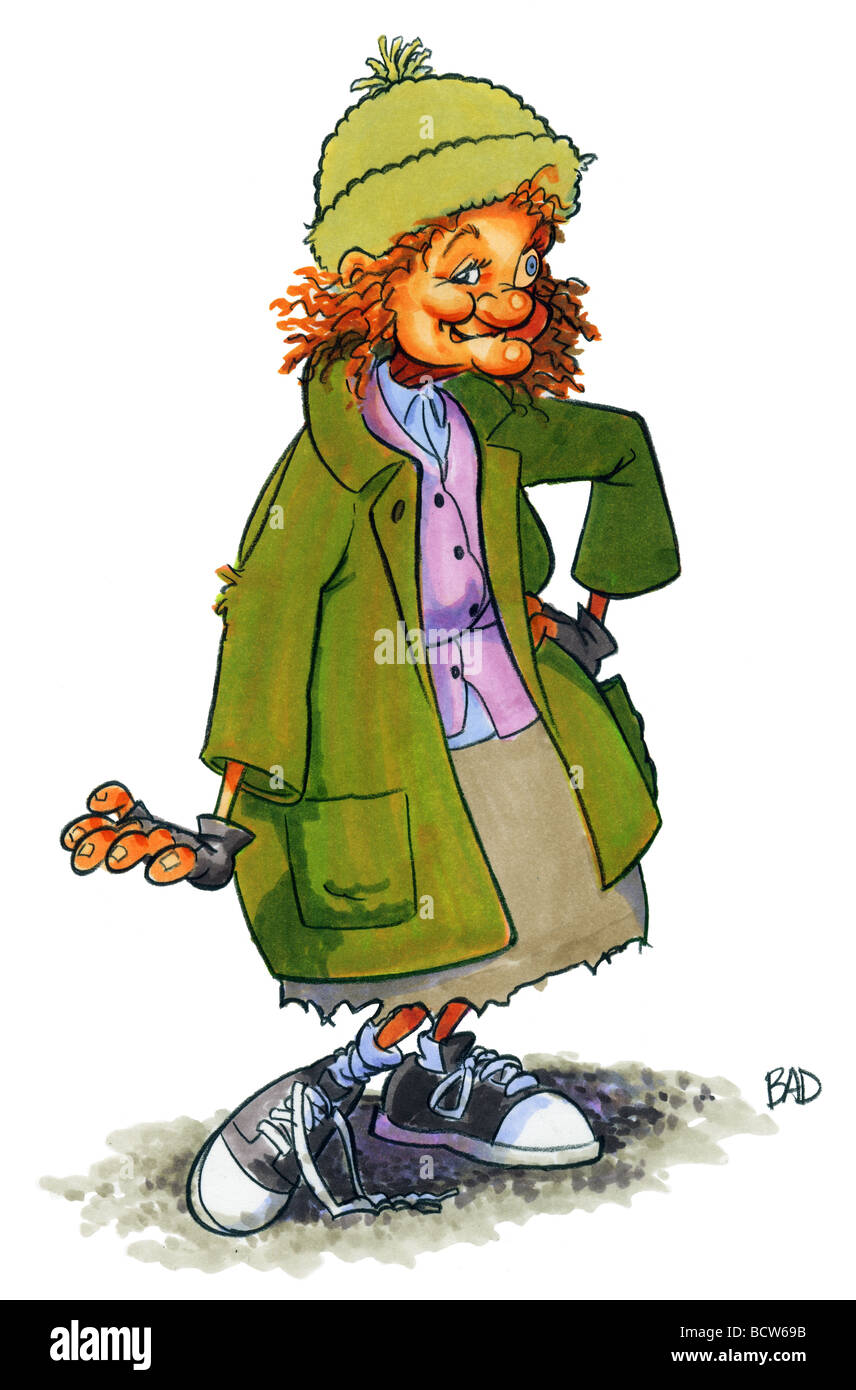 Homeless Lady 1 by Brian Diskin, illustration Stock Photo - Alamy