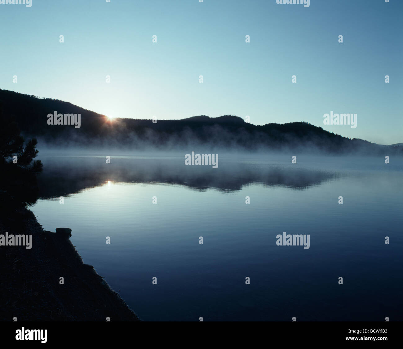 Reflection of mountains in a lake, Little Bitterroot Lake, Salish ...