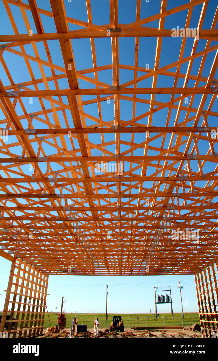 Wooden framework of a commercial building under construction Stock ...