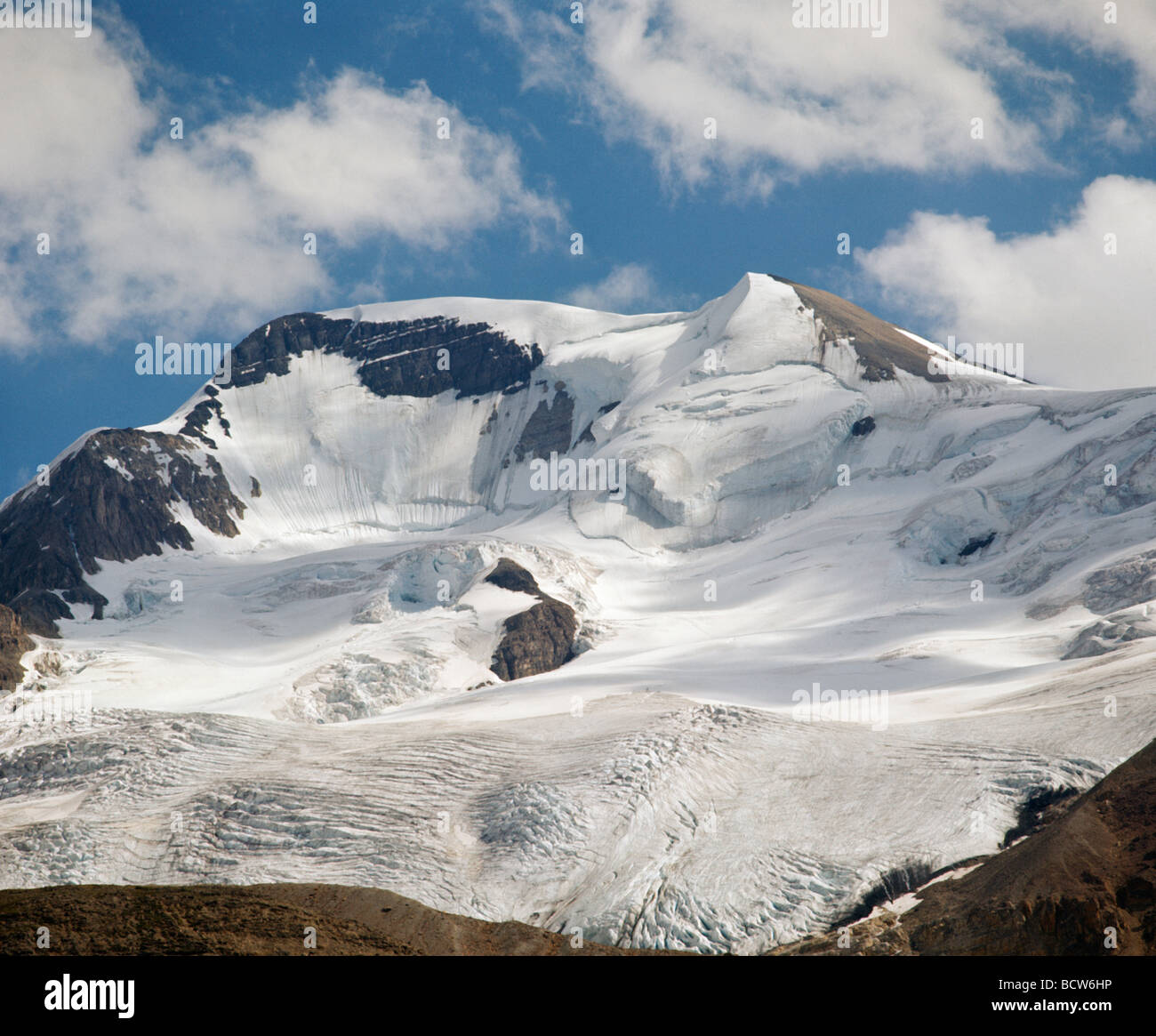 Snow covered mountain, Mount Athabasca, Jasper National Park, Alberta ...