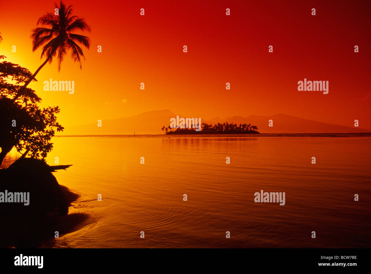 Sunset Moorea French Polynesia Stock Photo - Alamy