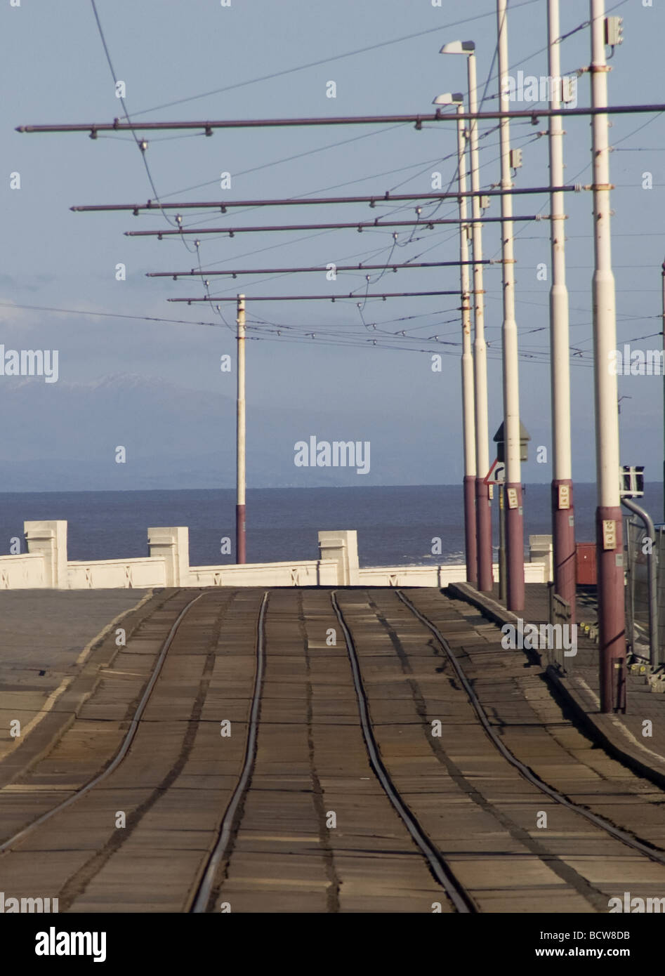 Tram Railway Tracks on Blackpool Seafront Stock Photo - Alamy