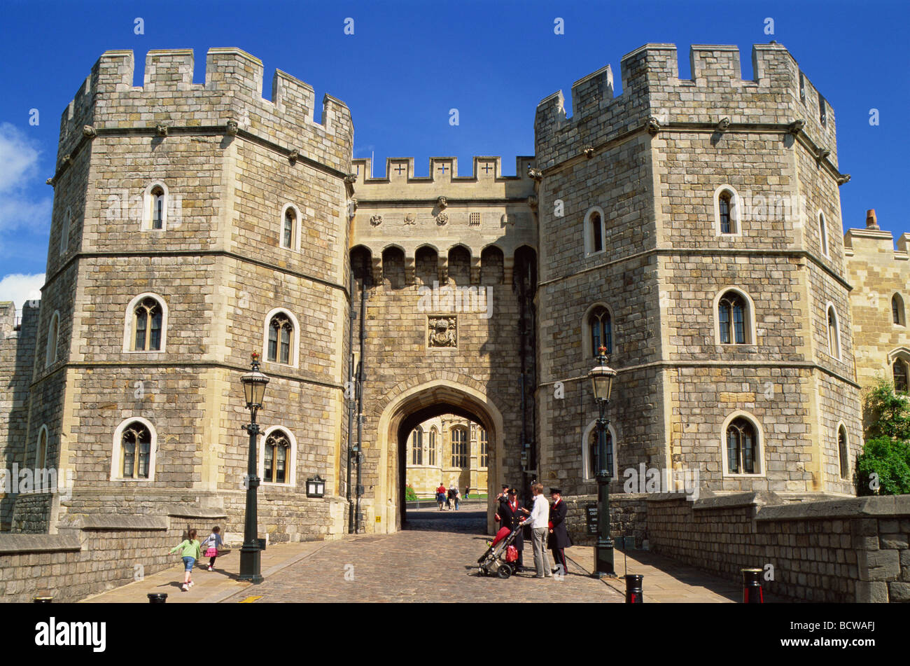 Tourists at a castle, Windsor Castle, Windsor, Berkshire, England Stock ...