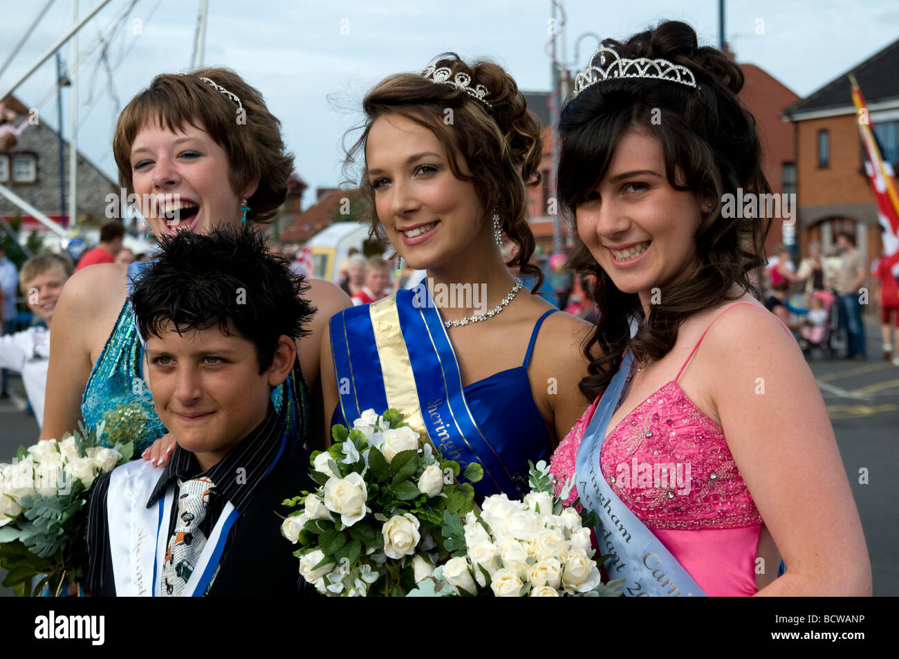 Three young girls and a young boy smiling Sheringham Carnival Queen and ...