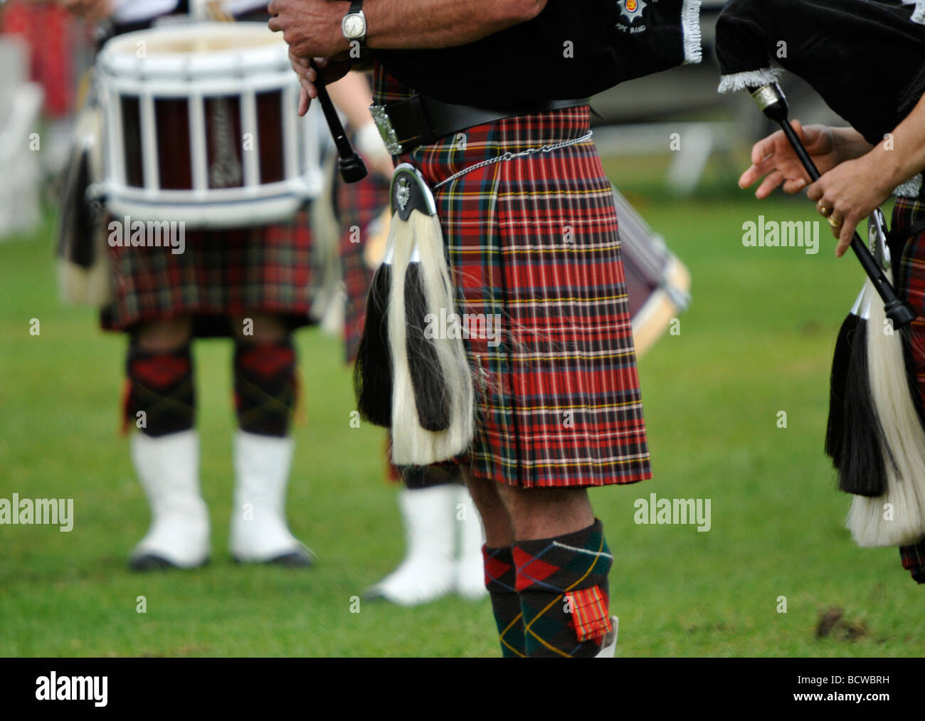 Marching Band wearing kilts/Sottish attire Norfolk East Anglia England ...
