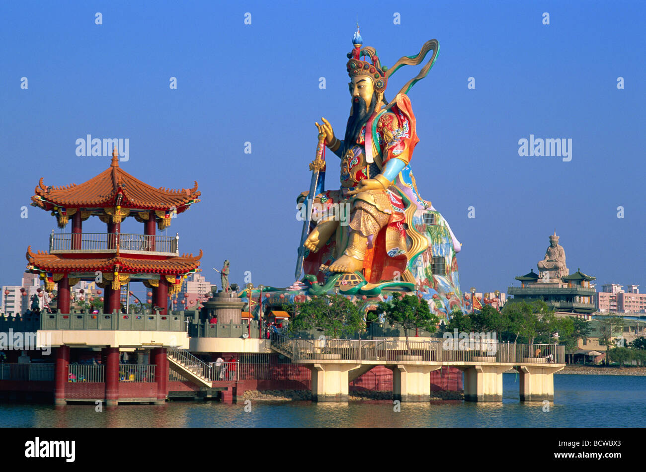 Taiwan,Kaohsiung,Lotus Lake,Statue of Taoist God Xuan-tian-shang-di ...
