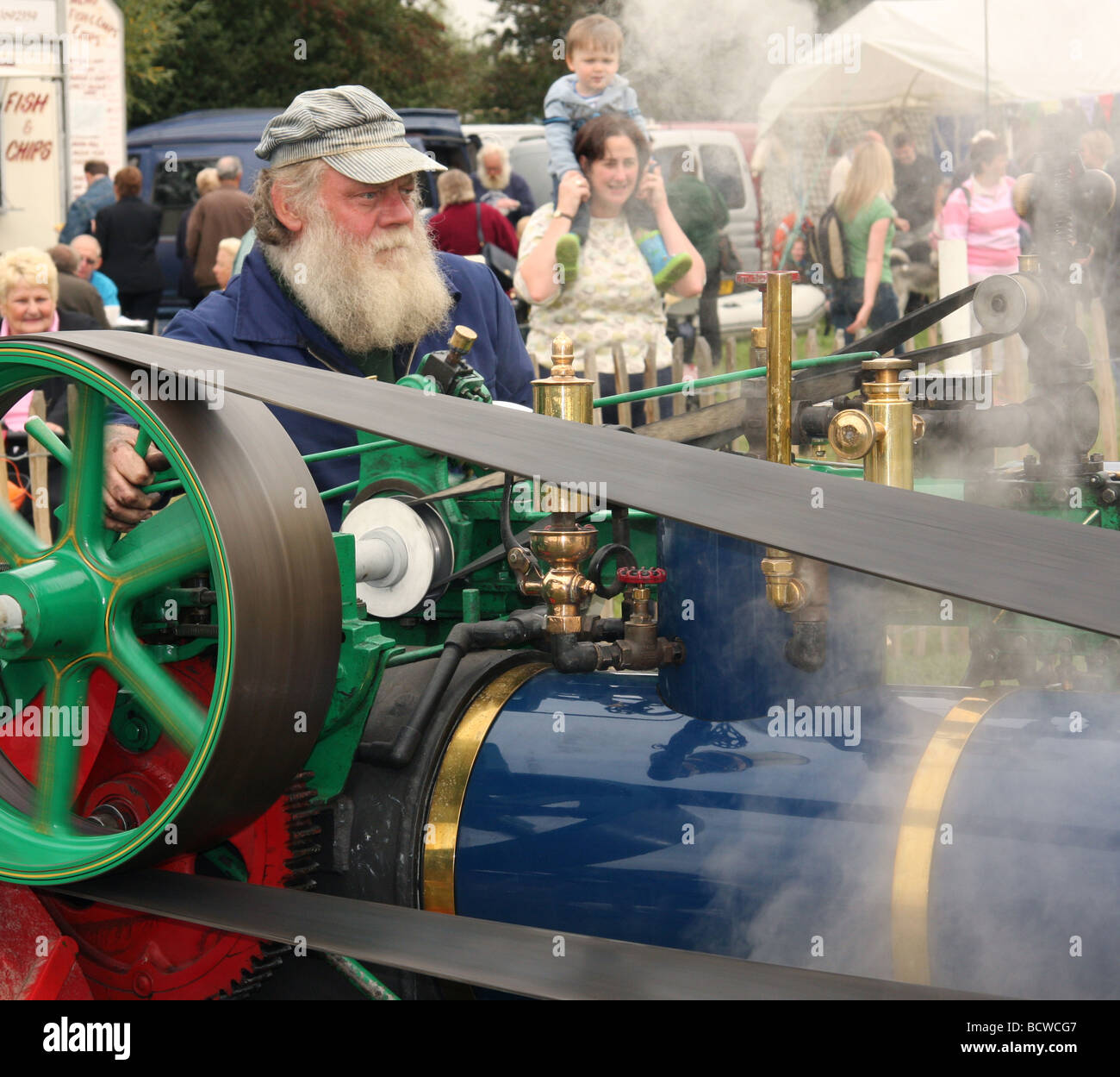 Country Man Powering Steam Engine Stock Photo - Alamy