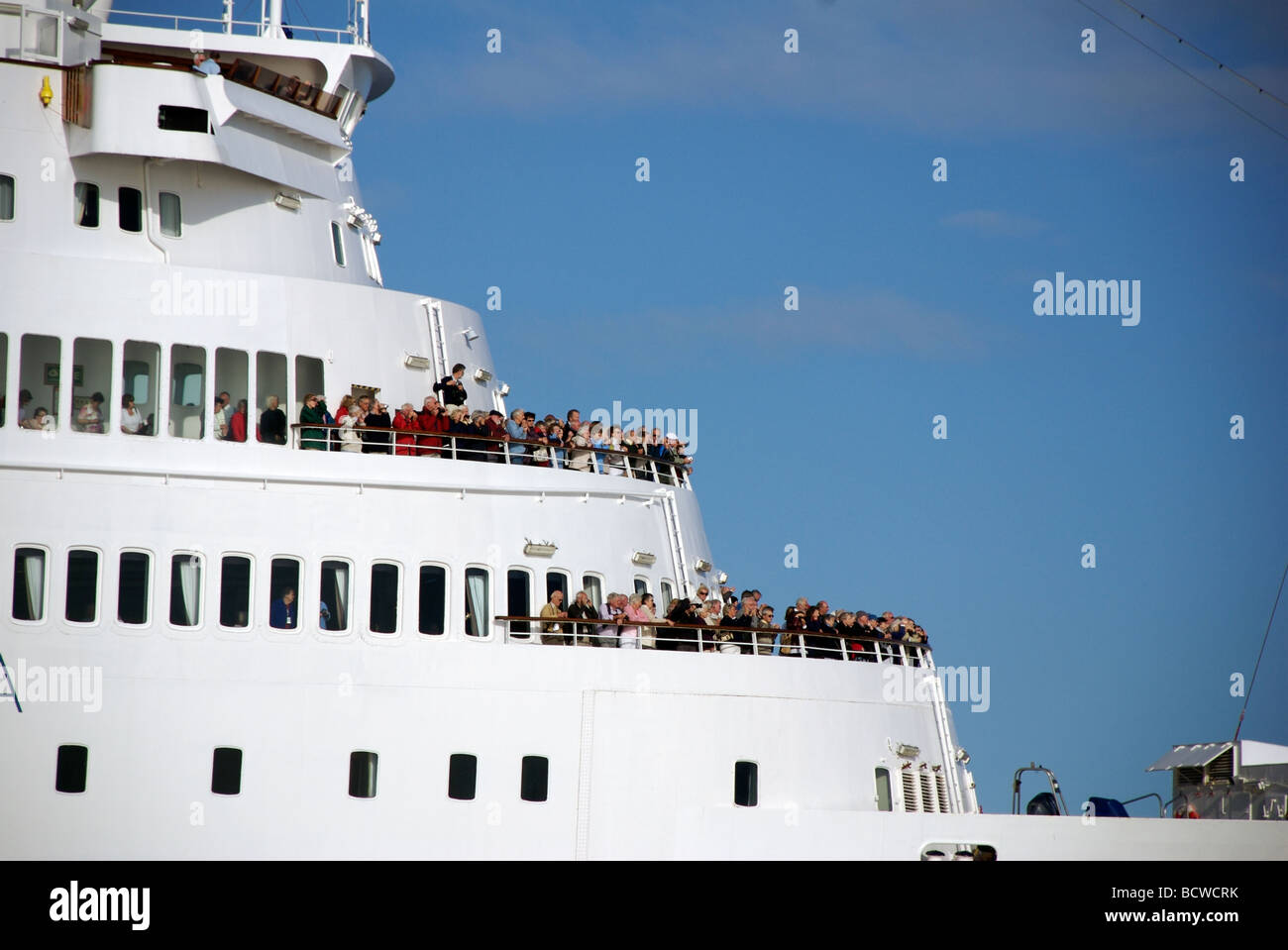 Passengers aboard the Saga Ruby cruise ship watching the Funchal 500 ...