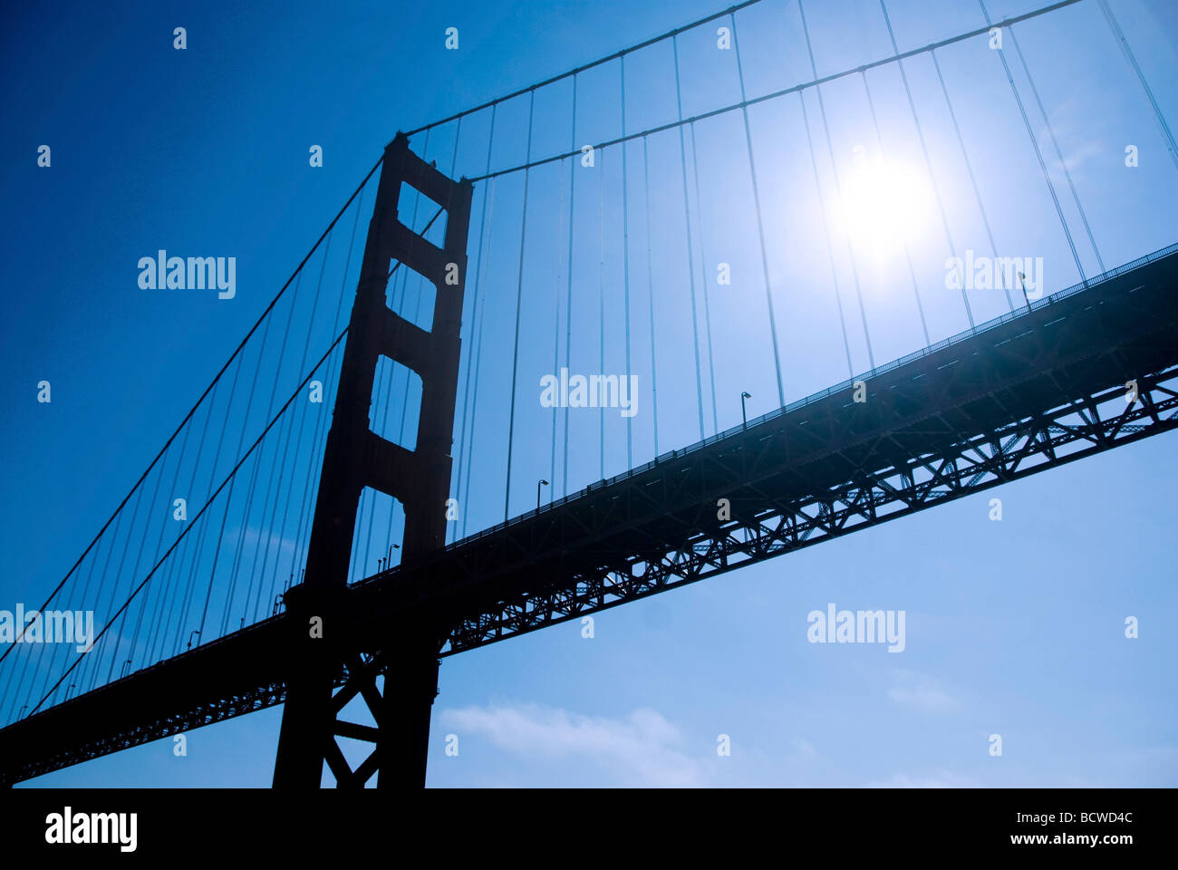 Low angle view of a suspension bridge, Golden Gate Bridge, San ...